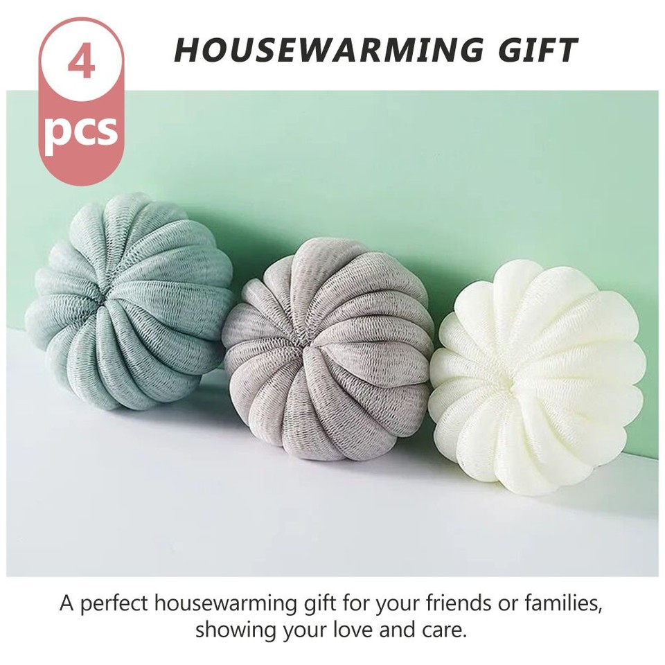 4 PCS Large Pouf Pumpkin Shower Cartoon Balls Bath Toy Lovely for Home ...