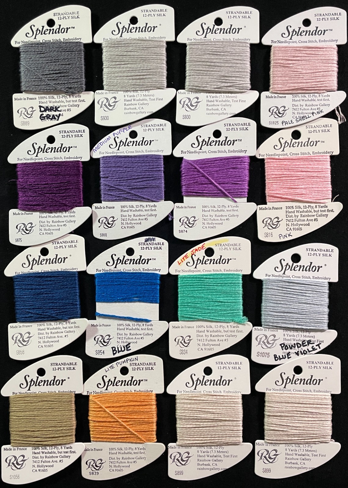 16x Needlepoint/Embroidery THREAD RAINBOW GALLERY Splendor 12 ply silk ...