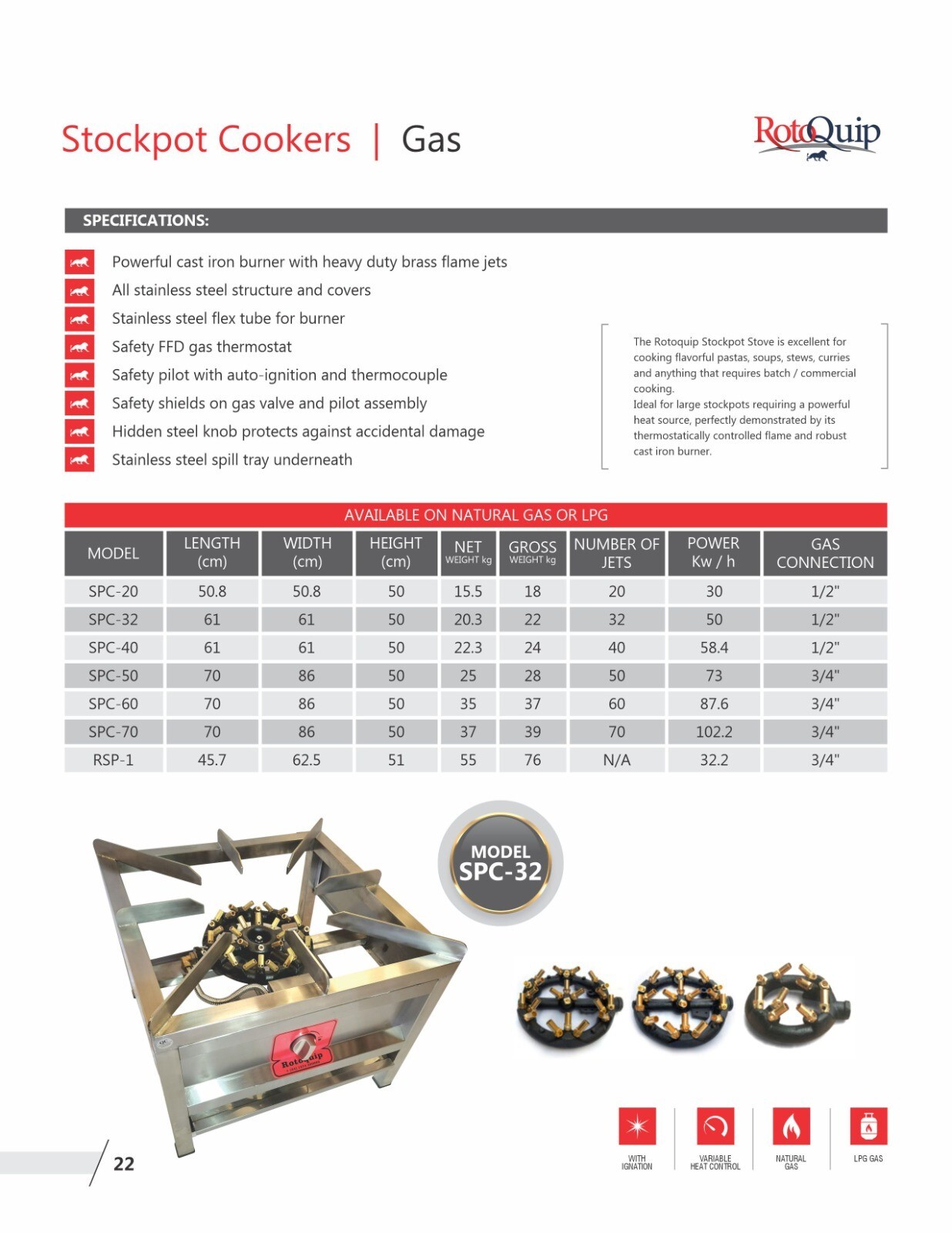 COMMERCIAL STOCKPOT COOKER/STOVE 32 JET BURNER 600 x 600 NATURAL OR ...