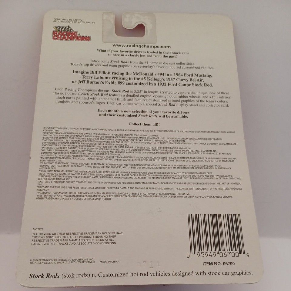 1997 Racing Champions NASCAR Stock Rods #2 Rusty Wallace 1:64 Die Cast ...
