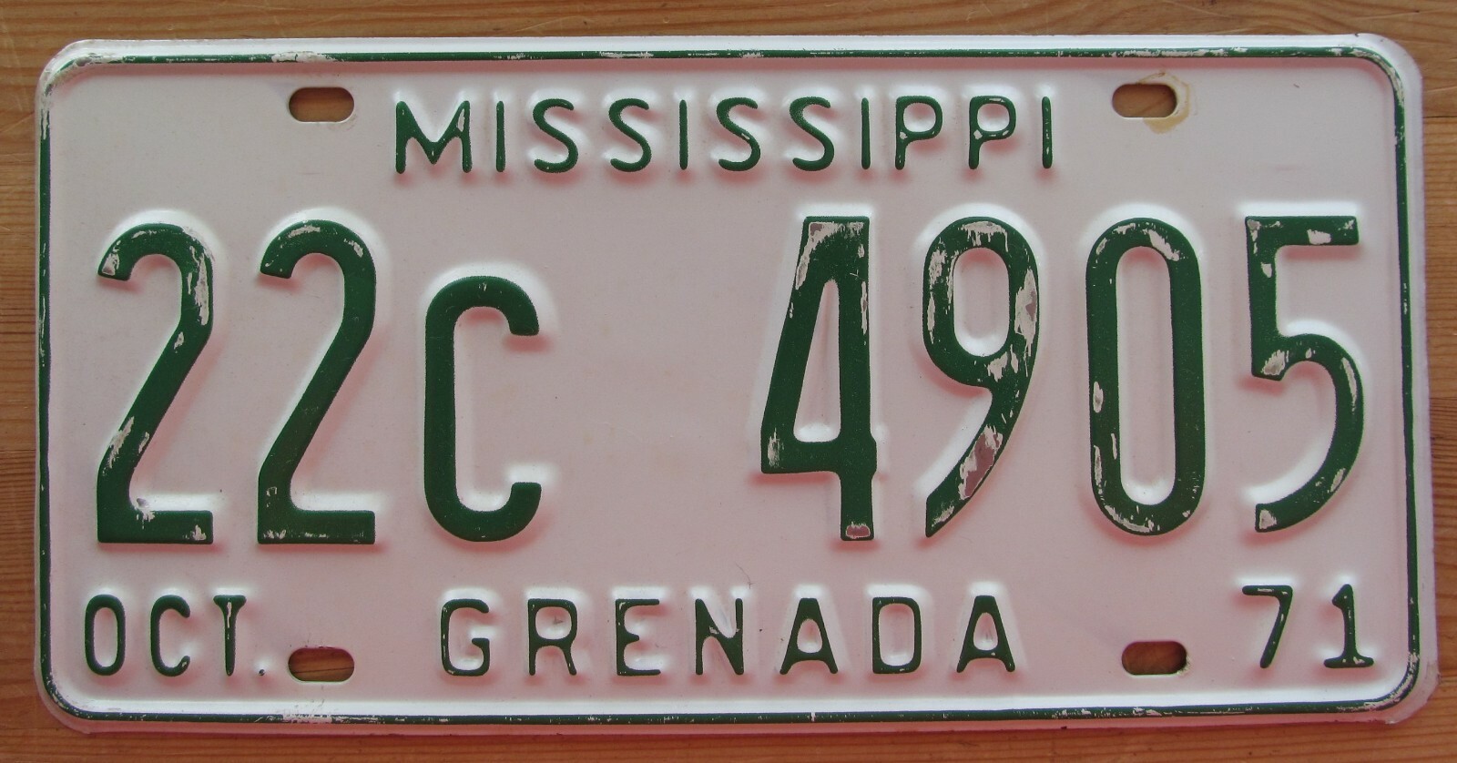 Mississippi 1971 GRENADA COUNTY License Plate # 22C 4905 | eBay