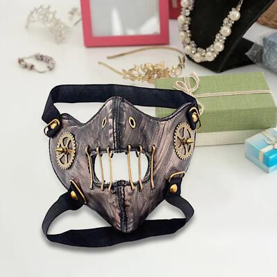 Punk PU Leather Mask Goth Half Face Cosplay Mask for Carnival | eBay UK