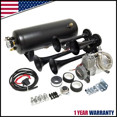 Train Horn Kit 4 Trumpets Semi Loud System 1.5G Air Tank 150PSI For ...