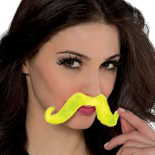 NEW! Neon Yellow Moustache Black Light Reactive Adult Size, 1Pc Self ...