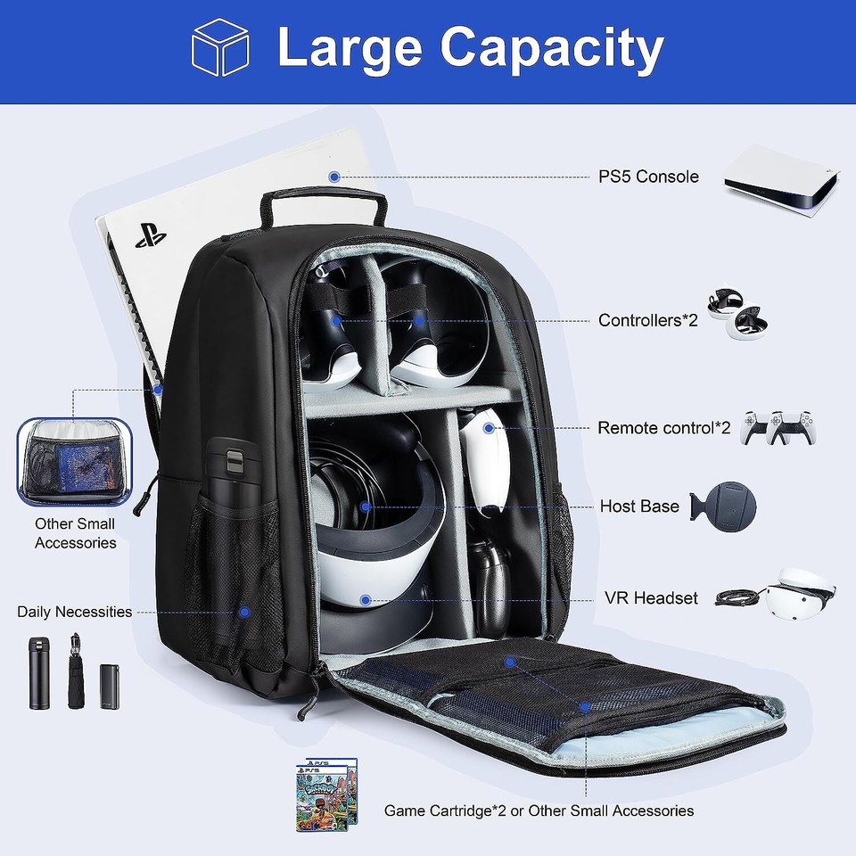 Carrying Case For PS5 PS5 Slim PS VR2 Gaming Console Travel Storage Bag ...