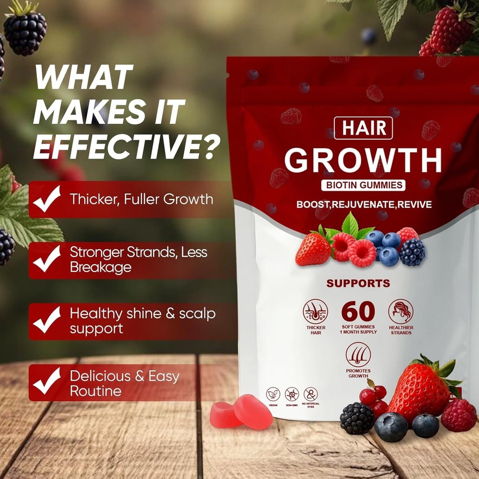 Lumin Hair Growth Gummies – Biotin, Vitamins Plant Extracts, Supports ...