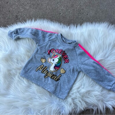 Diva Gray and Pink Unicorn Forever Magical Long Sleeve Top | eBay