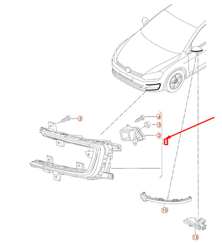 VW GOLF MK7 FRONT LEFT LOWER LED DAY LIGHT ASSEMBLY 5GE941055B NO DUTY ...