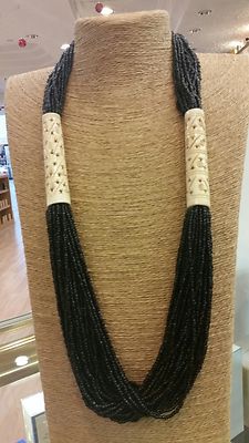 Bohemian Tibetan Ethnic Vintage Handmade Black Pote Bone Glass Bead ...