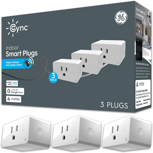 GE Indoor Smart Plug, Matter Compatible, Bluetooth and Wi-Fi Outlet ...