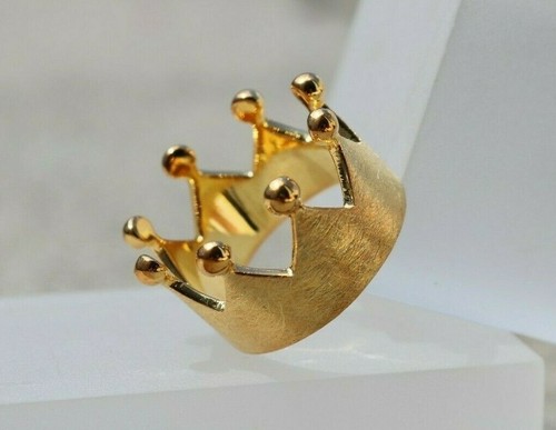 Damen Kronenring vergoldet 925 Sterling Silber Crown Ring gold Krone ...