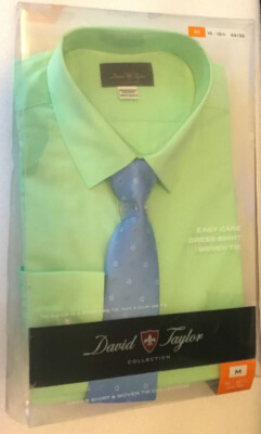 David Taylor Men's Long Sleeve Dress Shirt and Woven Tie Collection ...