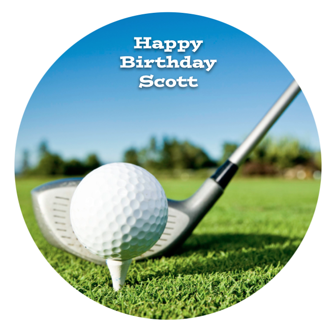 7" Round Golf Themed Edible Cake Topper Icing Decoration Clubs Course ...