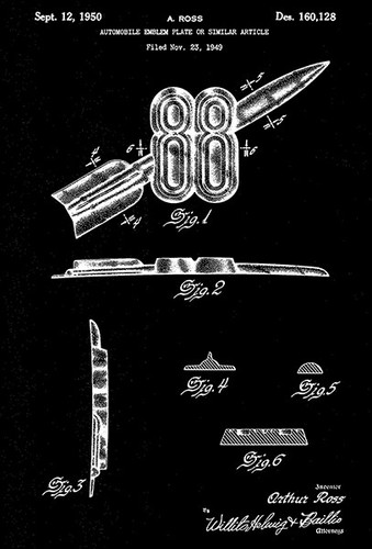 1950 - Rocket 88 Emblem Plate - A. Ross - Patent Art Poster | eBay