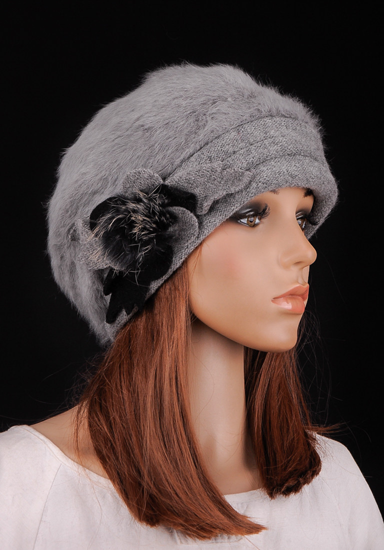 JM39 Rabbit Fur & Wool Lady Winter Hat Beanie Cap Cute Pearls Flower ...