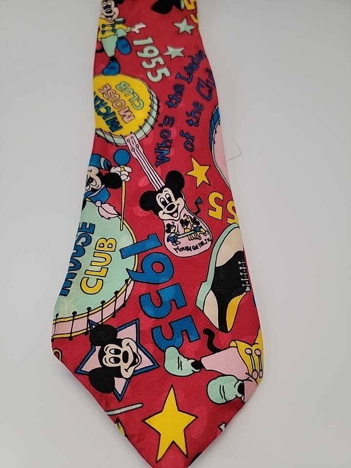 Mickey Inc 1955 Mickey Mouse Club House Silk Tie Red … - Gem