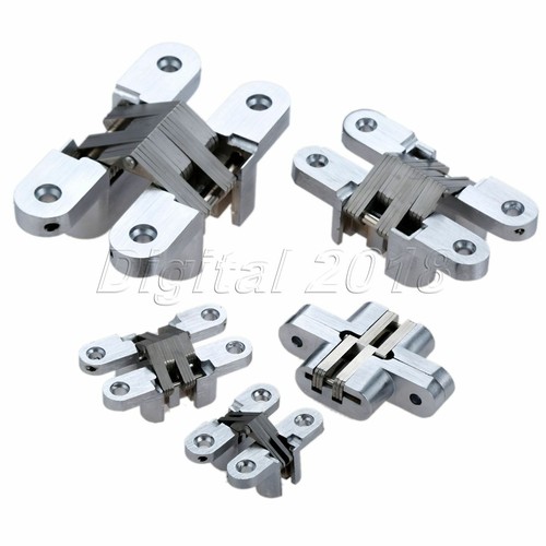 2 Pcs Elegant Heavy Duty Foldable Consealed Cross Door Hinges Stainless ...
