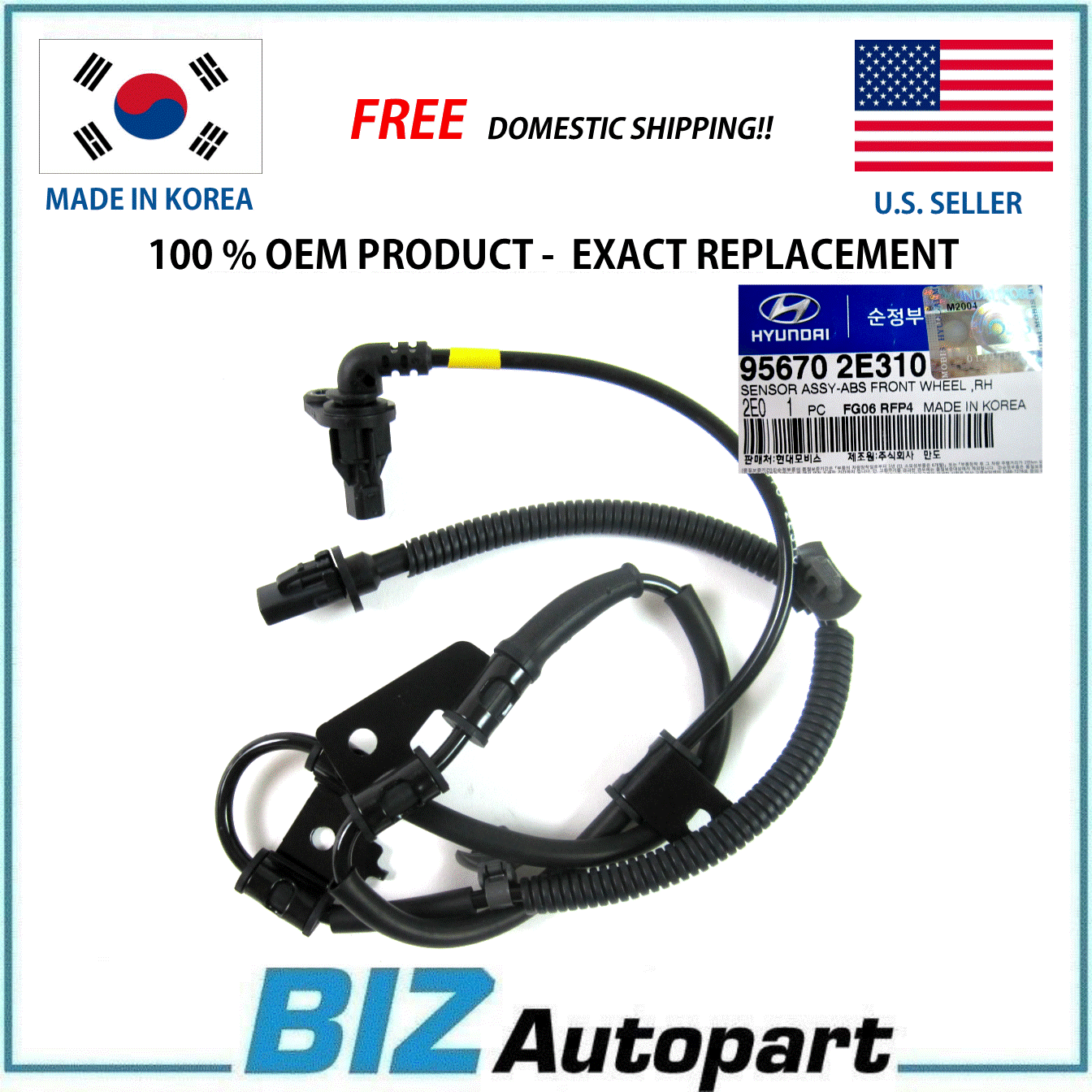 GENUINE ! ABS SENSOR FRONT RIGHT for 05-09 HYUNDAI TUCSON OE# 95670 ...