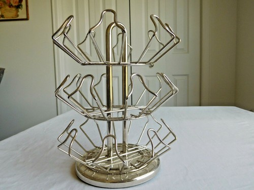 Rotating revolving 3 TIER DISPLAY CUP RACK Stainless steel 10 inch tall ...