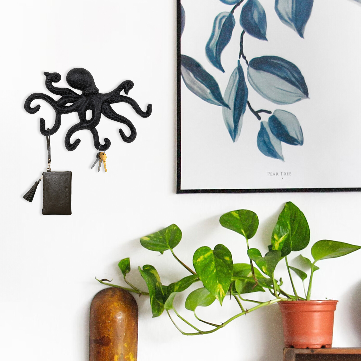 Woodside 6 Hook Cast Iron Wall Mounted Octopus Coat Hook/Key Hanger ...