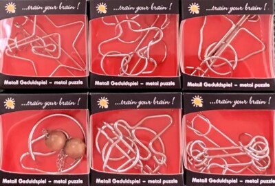 Disentanglement Mini Wire Puzzle 6 Piece Set Fridolin IQ-Test Brain ...