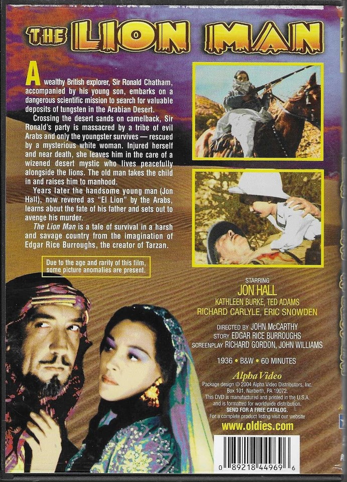 The Lion Man (DVD, 1936) 89218449696| eBay