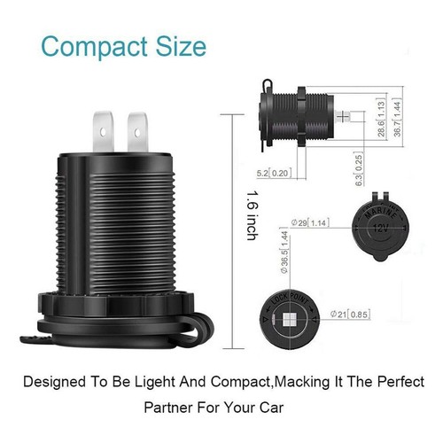 2pcs 12V Lighter Socket Power Outlet Receptacle Plug or Car Marine ATV ...
