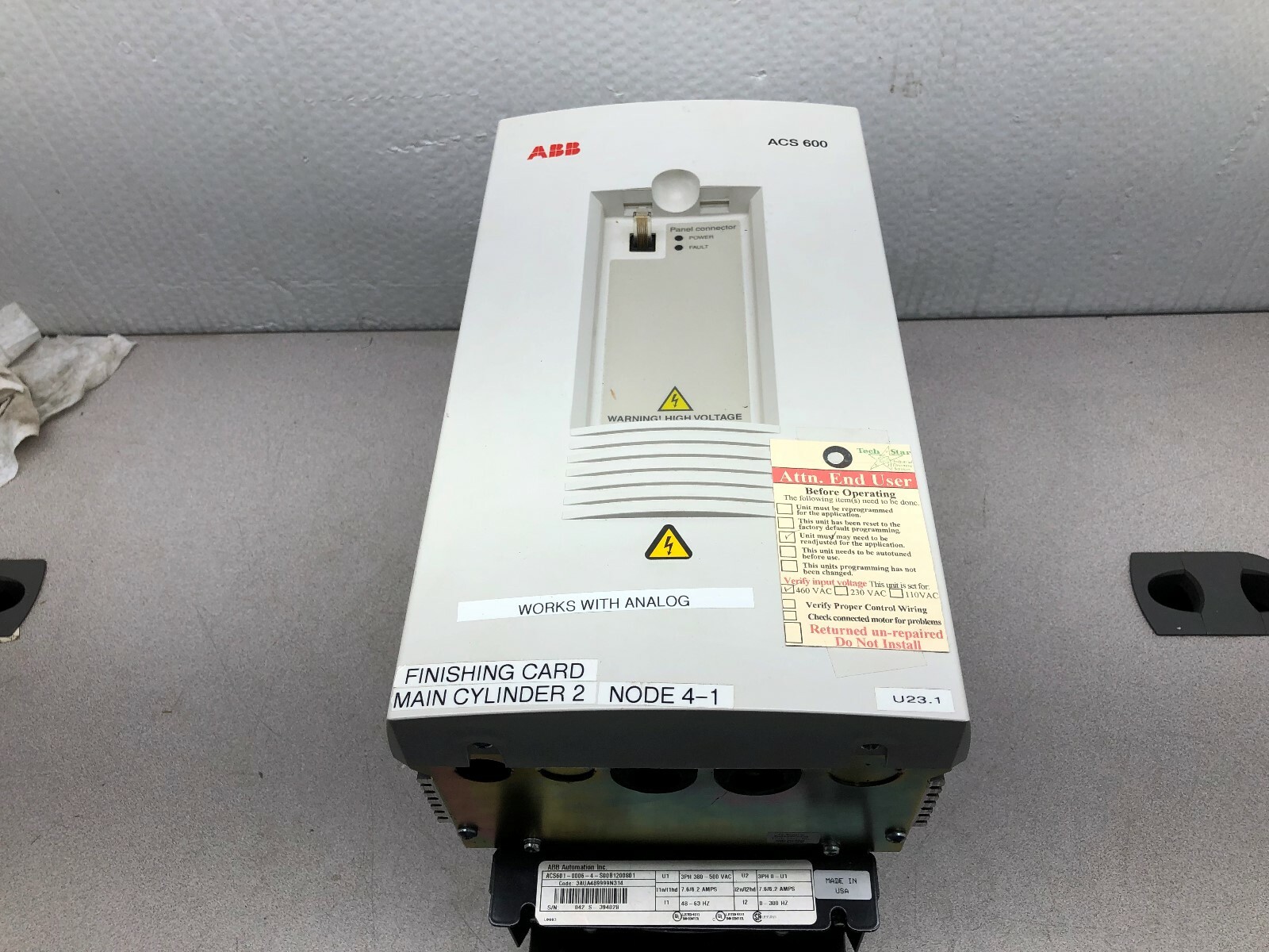 USED ABB ACS 600 7.5 HP 380-500 VAC 3 PH VARIABLE FREQUENCY DRIVE ...