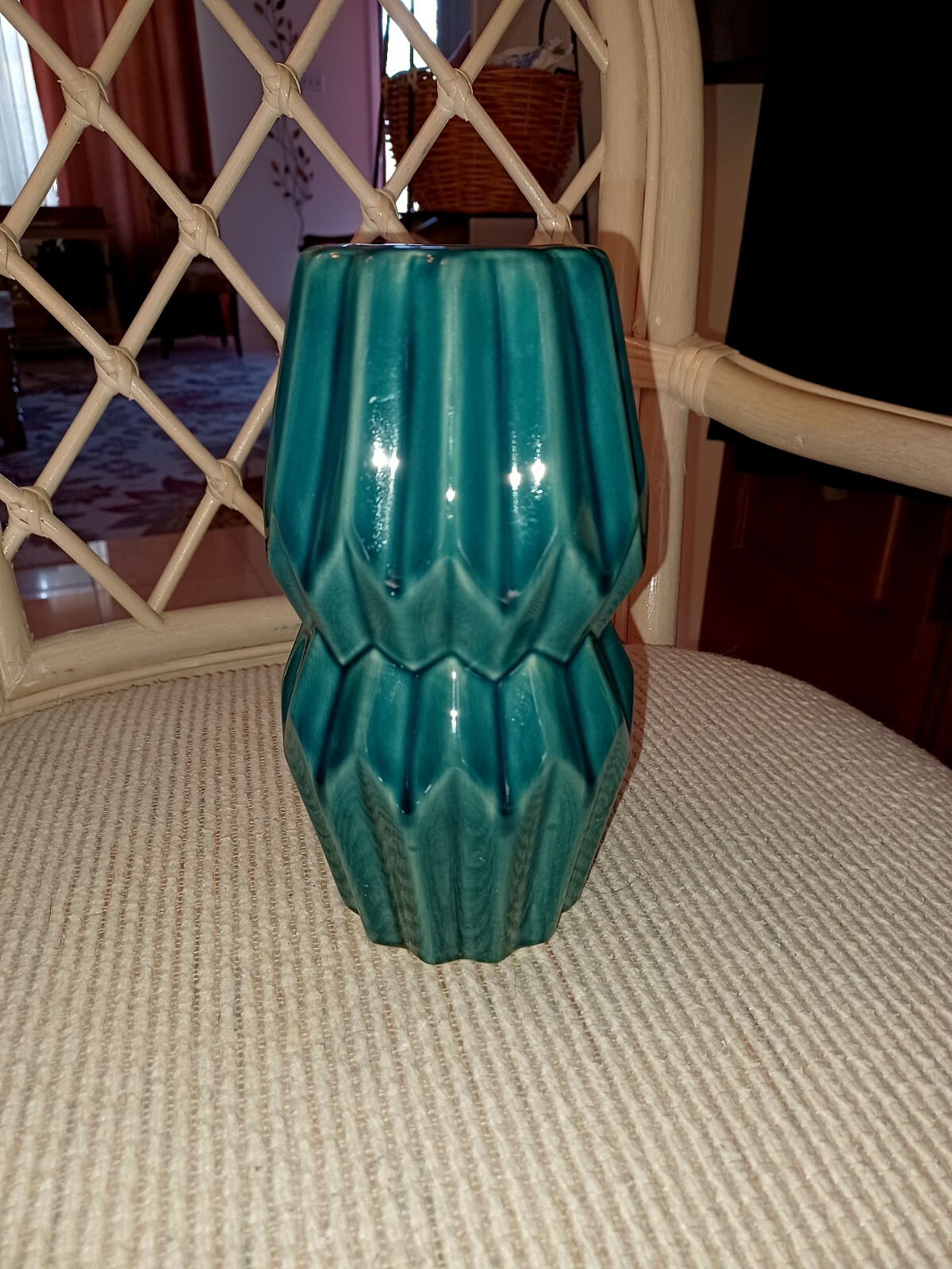 Pottery Vase, deep turquoise color, 8.25 tall, 4 wide | eBay