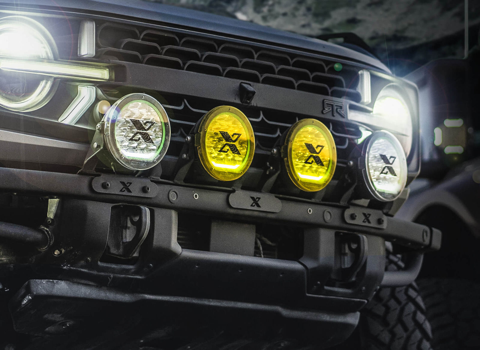 Project X 44" Bumper Mount 60000lm 4 LED Combo Light Kit for 21+ Bronco ...