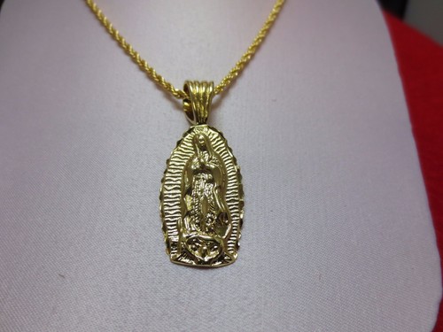 1.5mm Chain TGDJ 14k Tri-color Gold Baptism Religious Pendant With 1 ...