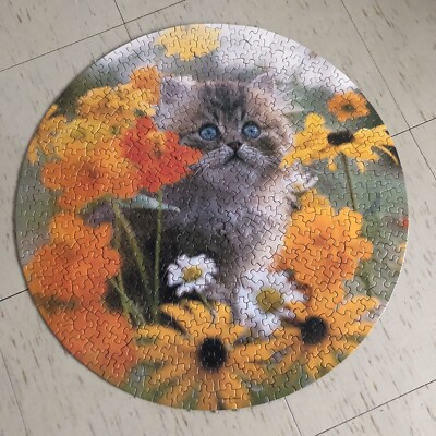 VTG “SITTING PRETTY" ROUND JIGSAW BY SPRINGBOK Kitten Kitty Cat ...