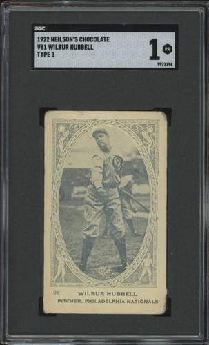 1922 NEILSON'S CHOCOLATE BILL HUBBELL 96 POOR V61 TYPE 1 WILBUR SGC 1 ...