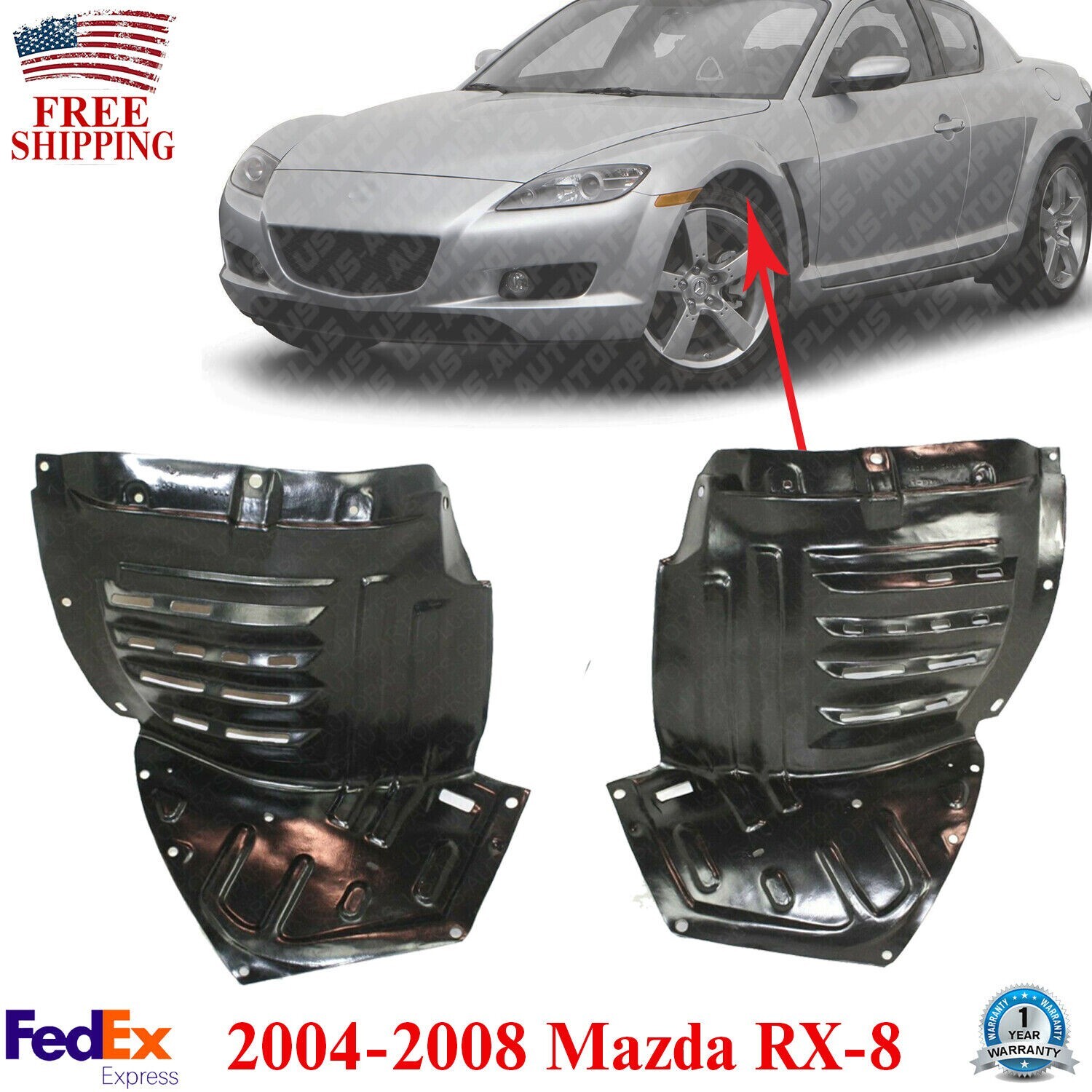 Front Splash Shield Fender Liner Left & Right Side For 2004-2008 Mazda ...