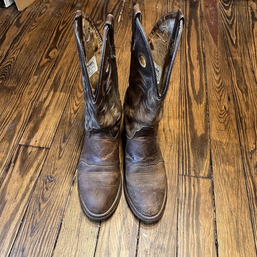 Double-H ICE Buckaroo Cowboy Boots Men’s 9 Brown Leather Round Toe ...
