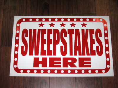 General Business Sign: SWEEPSTAKES HERE | eBay