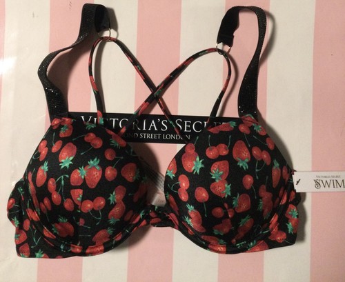 New Victorias Secret SWIM Shine Strap Bombshell Adds-2-Cup Strappy Back ...