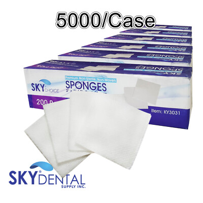 5000x Dental 2x2 4 Ply Non Woven NS Cotton Gauze Sponge SKY Choice | eBay