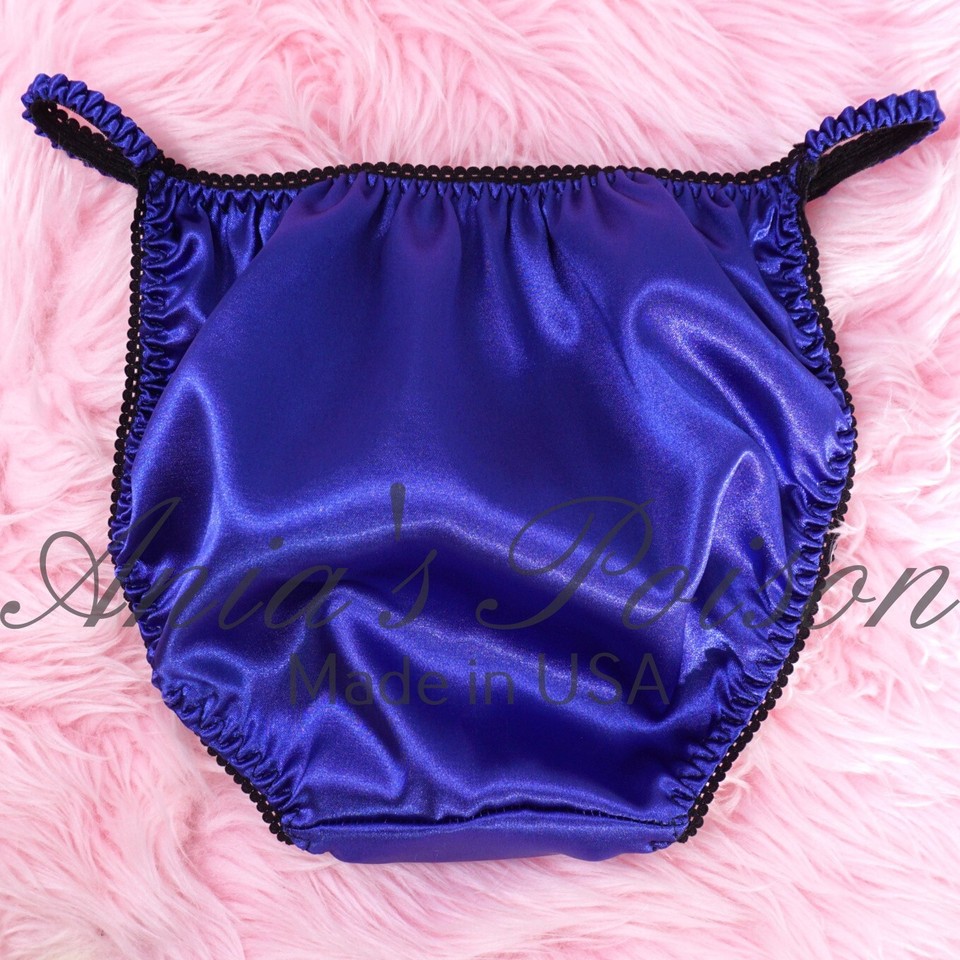 VTG syl Pure satin shiny wet look ladies sissy Royal Blue panties ...