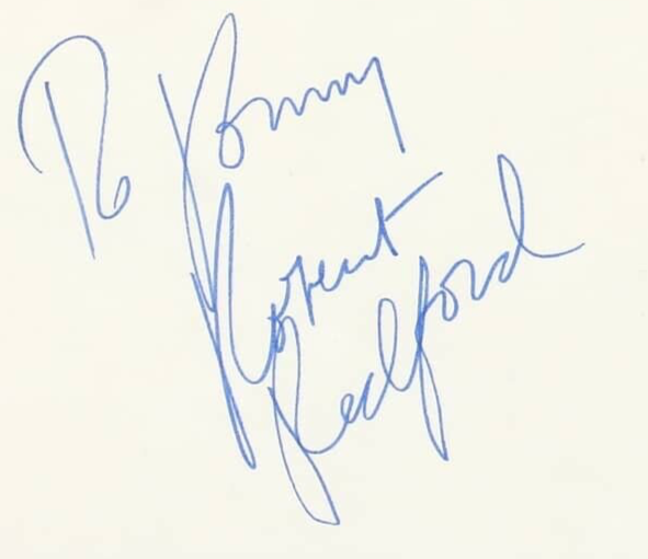 Signed Robert Redford 3x5 Index Card The Natural Roy Hobbs Baseball ...