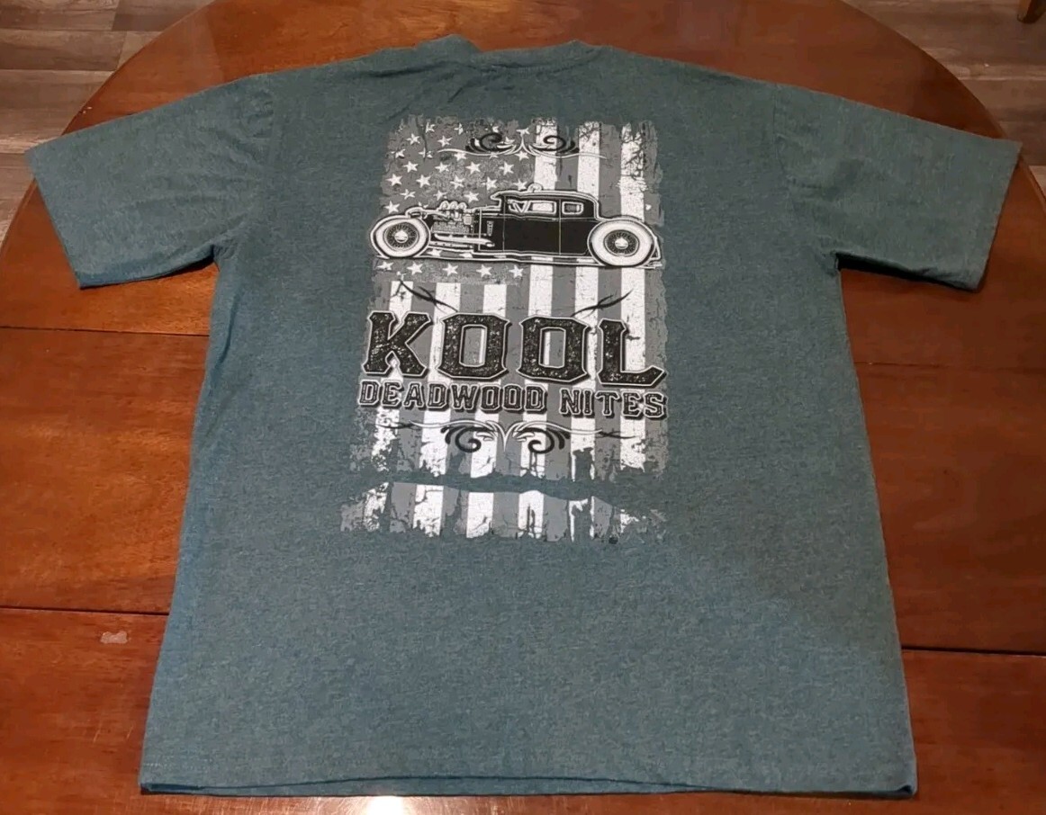 KOOL Deadwood Nites T-Shirt L LARGE South Dakota Classic Hot Rod Grey ...