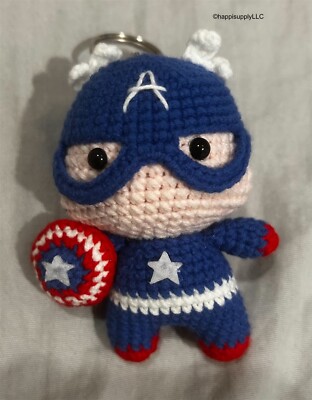 Crochet Handmade Amigurumi Marvel Keychain: Captain America 4 inches ...