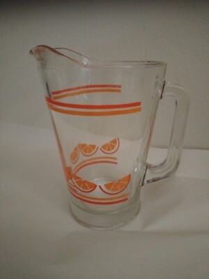 Libby Vintage Orange Crisa Heavy Glass Beverage Pitcher EC MCM | eBay