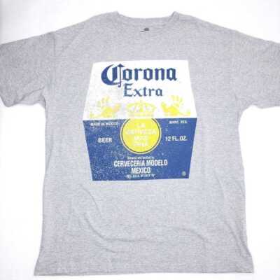 Corona Extra T-Shirt Label Graphic Gray New w/ Tag Corona Beer Cerveza ...