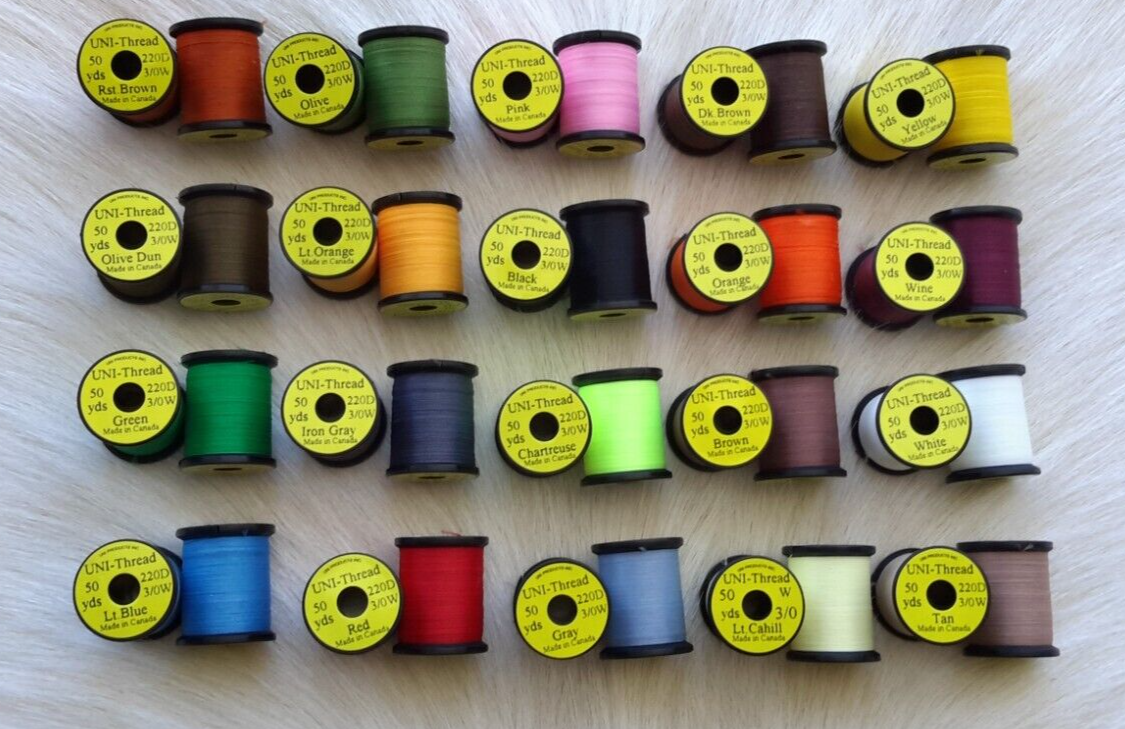 Fly Tying Thread. Uni- thread (20 Spool Combo) Size 3/0 50 yard spools ...