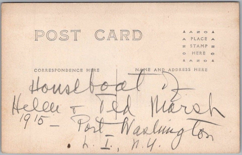 Postcard Houseboat Owned by Helen/Ted Marsh; Bellerose, Long Island ...