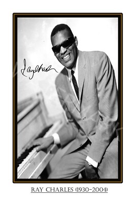 Ray Charles large signed 12x18 inch photograph poster - Top Quality | eBay