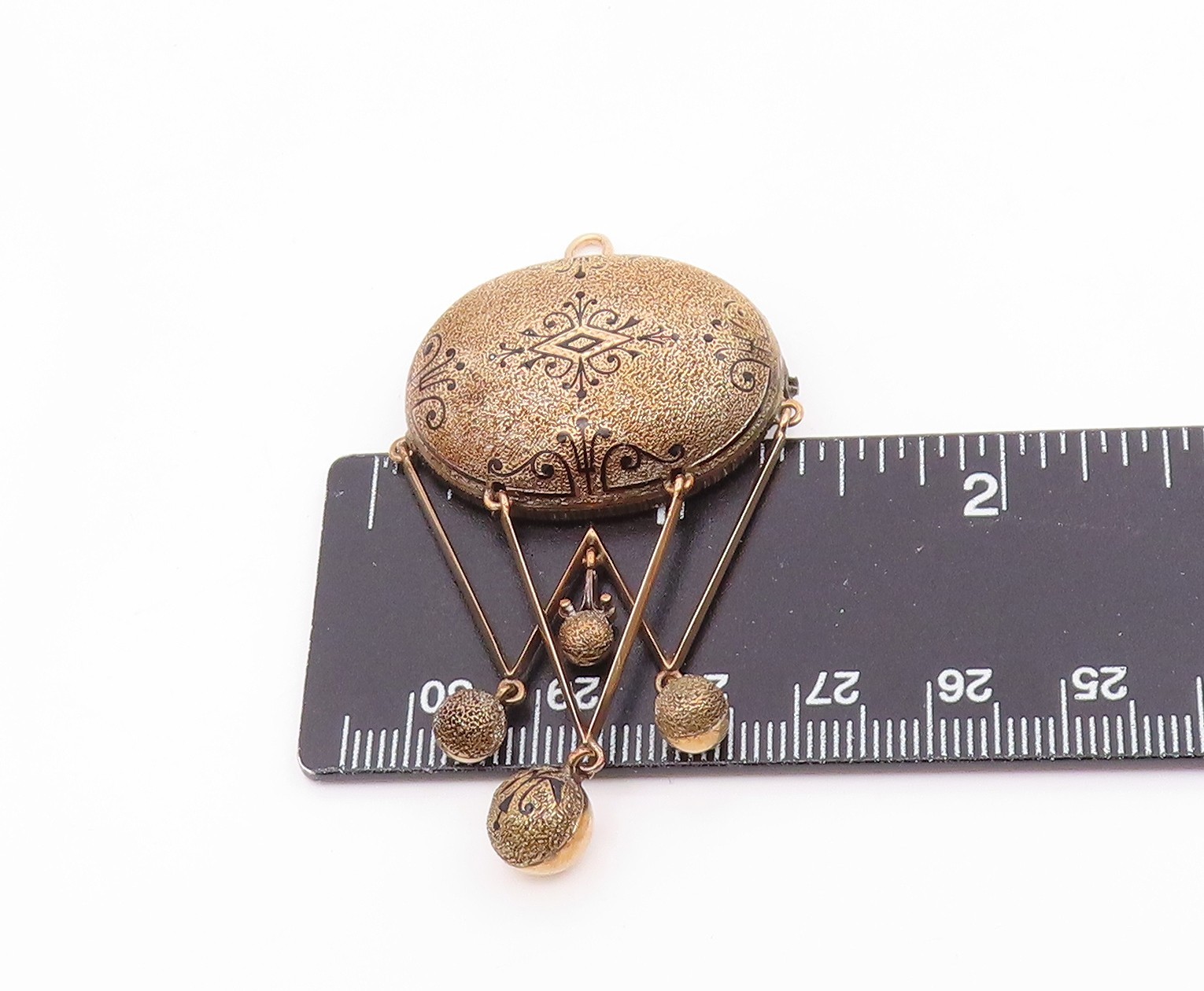 14K GOLD Vintage Antique Victorian Brushed Sphere Tassel Brooch Pin ...