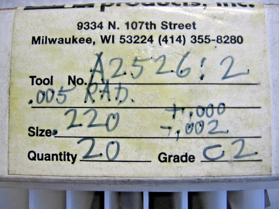 20 pcs) ATP Allied Tool Products A2526:2 C2 Grade .220" Carbide ...