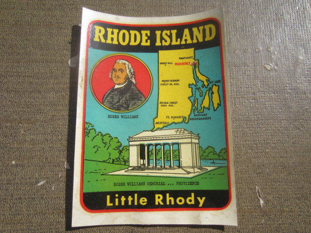 VTG WINDOW TRAVEL STICKER DECAL SOUVENIR WATERSLIDE RHODE ISLAND LITTLE ...